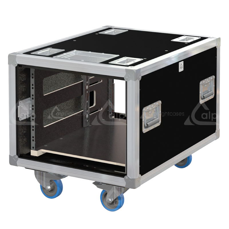 ALP FLIGHT CASES RACK SIDE SLIDING 19" 8U 640P - WHEELS – ALP Flight Cases