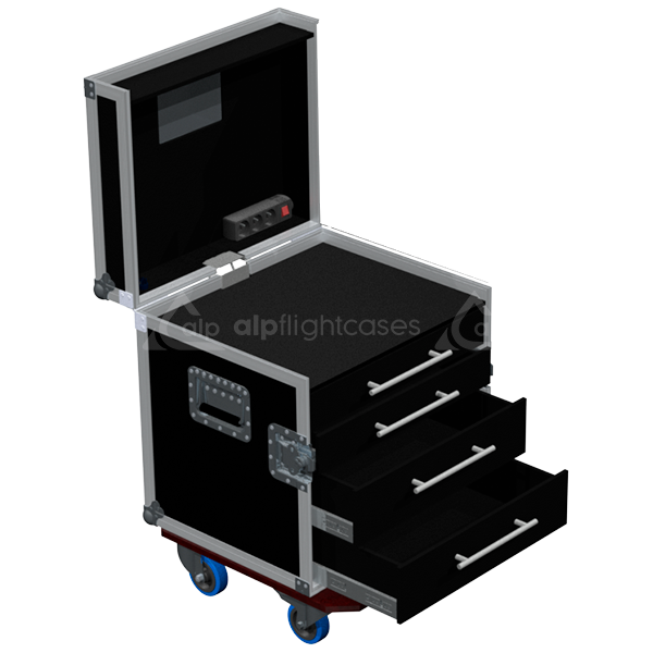 ALP FLIGHT CASES TOOL CASE, 10U 4x DRAWERS, 2U+2U+3U+3U PRO - WHEELS ...